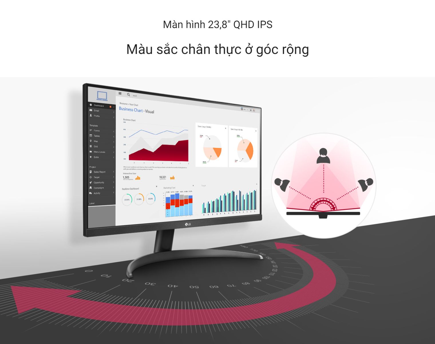 LG 24QP500-B màn hình 24 inch tấm nền IPS độ phân giải 2K. Tần số quét 75Hz thời gian phản hồi 5ms